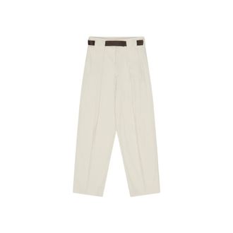 Darkpark Ronda Lederg&uuml;rtel Plisseehose - - Trousers - Damen - Wei&szlig; - L