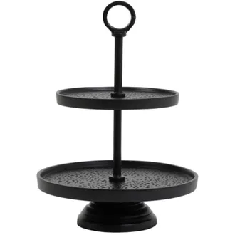 Light & Living Etagere 2-lagig Lutek schwarz - Ø24x37 cm - Light&living