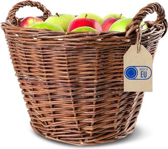 Creative Home Weidenkorb mit Zwei Henkel | Groß 45 x 30 x 37 cm (+/- 1 cm) | Perfekt für Geschenkkorb Kaminkorb Brennholzkorb Korb Geflochten aus Weide für Wohnzimm