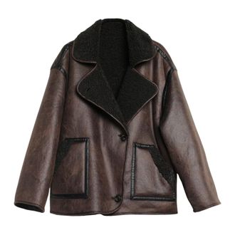 Vicolo Femme, Vestes, Brun, Taille: 42 FR Manteau R&eacute;versible en Peau lain&eacute;e