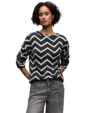 Street One Damen 3228528 Flauschiges Shirt, Schwarz, 42