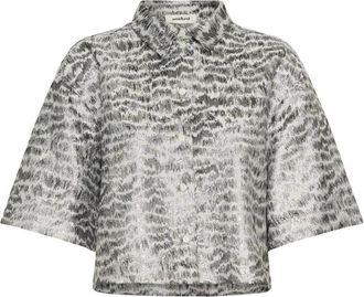Soaked In Luxury Femme, Blouses et Chemises, Gris, Taille: 38 FR Animal Jacquard Shirt