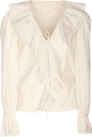 Alberta Ferretti Femme, Blouses et Chemises, Blanc, Taille: 34 FR Camicia Popeline