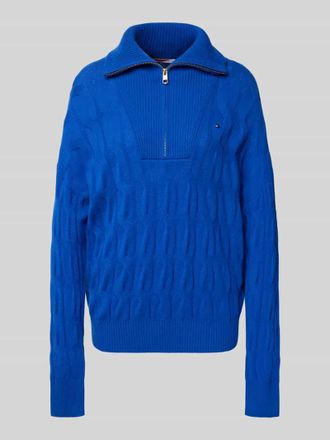 Tommy Hilfiger Relaxed Fit Troyer aus reiner Wolle mit Zopf-Muster