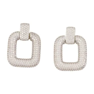 Self Portrait Womens Crystal Earrings Self Portrait Brass Silvered Jewelry-Watches