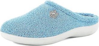 Inblu Femme Pantofole Donna in Spugna Con Applicazione A Forma Di Fiorellino, Suola Poliuretanica Chausson, Bleu Ciel, 39 EU