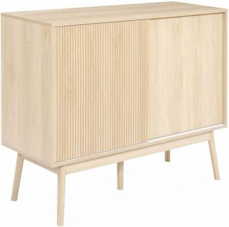 Sweeek Sweeek - Buffet de rangement décor bois. 2 portes coulissantes. buffet haut. vaisselier. l 115 x l 39.5 x h 90cm - Linear