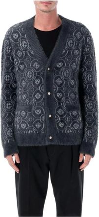 Casablanca Homme, Pulls, Gris, Taille: L Monogram Jacquard Knit Cardigan