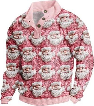 Generic Pull à col rond pour homme - En velours côtelé - Tendance - Motif flocon de neige - Imprimé graphique - Sweat surdimensionné à manches longues en velo