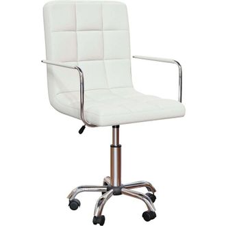 Home Discount Calbo Chaise de Bureau R&eacute;glable Dossier Accoudoirs Ergonomique H 83-90 x L 60 x P 60 cm, Blanc