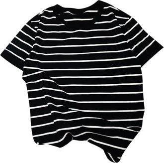 Generic T-shirts rayés pour hommes, t-shirt dété à manches courtes, col rond, pull-over aux couleurs contrastées, haut grand et grand, t-shirt décontracté, Z0