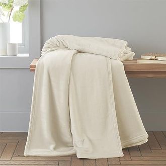 Catherine Lansfield Extra große Raschel Velvet Touch 200 x 240 cm Decke, Überwurf, cremefarben