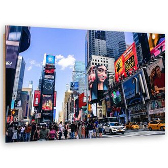 Feeby Wandbild XXL Times Square Deko Kunst Bilder New York Blau 120x80 cm