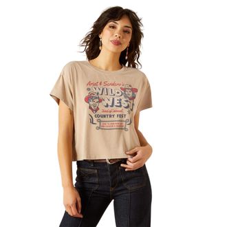Ariat Womens Sendero Wild West Country Fest T-Shirt in Savannah Tan Mineral Wash, Size 2X-Large, by Ariat