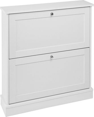 Beliani Schuhschrank wei&szlig; mit 2 Klappen modern Chelan