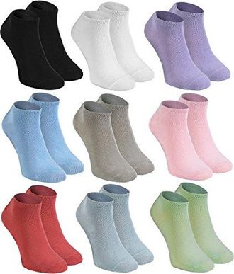 Rainbow Socks Femme Homme Socquettes Courtes en Bambou - Noir Rose Violet Bleu Pistache Beige Orange - Taille EU 39/41