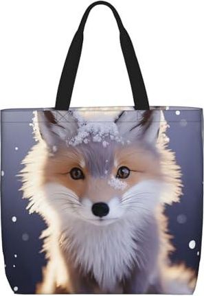 Generic Renard Mignon En Hiver Sac A Main Femmes Pliable Tote Bag L&eacute;ger Sac A Main Femme Pour Quotidienne Travail Gym