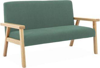 Sweeek Sweeek - Banquette canapé enfant en bois et velours côtelé kaki. Isak. l 84 x p 43.5 x h 50cm