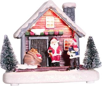 BESPORTBLE Kunstharz Weihnachtshaus Tischdeko Beleuchtetes Weihnachtsdorfhaus Leuchtende Dekoration f&uuml;r Festtagsdeko f&uuml;r Zuhause und Gesch&auml;ft