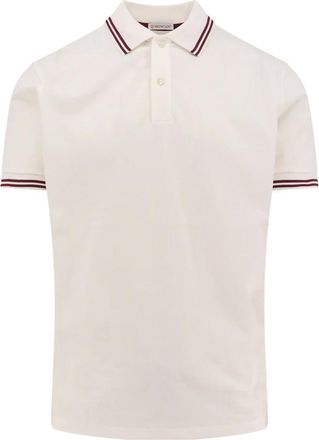 Moncler Homme, Tops, Blanc, Taille: 2XL Polo en Coton &agrave; Profils Contrastants