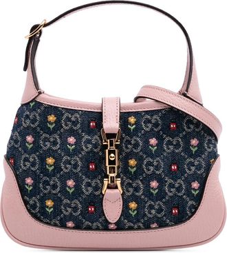 Gucci Hobo Bags - Limited Edition Mini GG Denim Embroidered Floral J - Gr. unisize - in Blau - für Damen