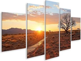 Islandburner Tableau sur toile Coucher de soleil sur la savane africaine Paysage calme Images murales Poster