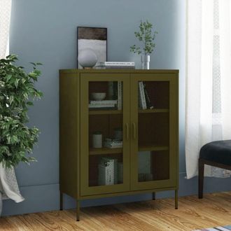 vidaXL Armoire de rangement Vert olive 80x35x101,5 cm Acier Vidaxl