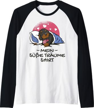 Jimbeels Schlafshirt Schlafen M&auml;dchen Jungen Dackel Mein S&uuml;&szlig;e Tr&auml;ume Raglan