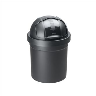 Rotho Roll Bob runder Mülleimer 10l mit Deckel, Kunststoff (PP) BPA-frei, schwarz, 10l (26.5 x 26.5 x 39.5 cm)