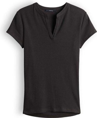 someday Kurzarmshirt Kleoh detail mit V-Ausschnitt Stehkragen, schmale Silhouette f&uuml;r cleanen Look