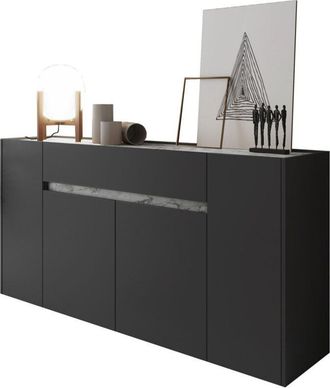 Dmora Sideboard Cirimido, Anrichte mit Schublade, 3 Regalb&ouml;den, Fl&uuml;gelt&uuml;r, 170x40x85h cm Anthrazit Schwarz
