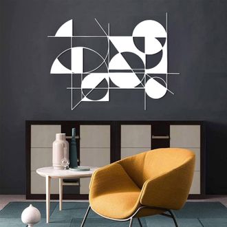 Generic Metall-Wandkunst, geometrisches Dekor, Linienkunst-Dekor, modernes geometrisches Schlafzimmer (Wei&szlig;, 53x39/135x100cm)