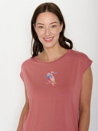Greenbomb T-Shirt Timid Bird Look (1-tlg., 1) lockerer kurzer Schnitt, ohne &Auml;rmel, weicher Fall