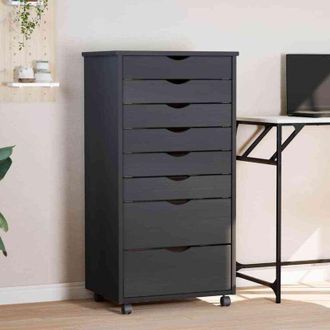 vidaXL Armoire roulante avec tiroirs moss gris bois de pin solide
