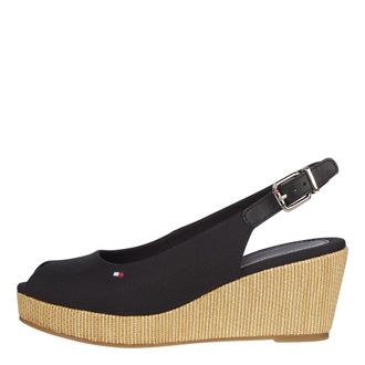 Tommy Hilfiger Damen Wedge Espadrilles Iconic Elba Sling Back Wedge Keilabsatz, Schwarz (Black), 40 EU
