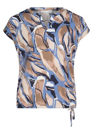 Betty & Co Damen Casual-Shirt mit Tunnelzug L, Nature/Blue