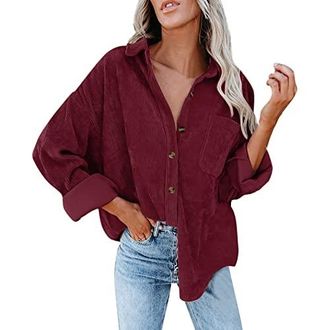 Generic Chemise en Velours C&ocirc;tel&eacute; Femme Chemisiers Femmes Doux Avec Boutons &Eacute;l&eacute;gant-Hauts Tunique Femme Avec Poches Col Rabattu Chemisier D&eacute;contract&eacute; Chemisie