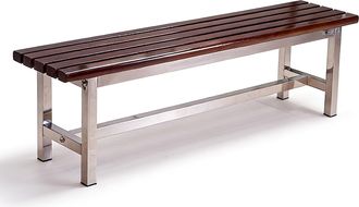 Generic Metall Sitzbank Outdoor 2 Sitzer Sitzfl&auml;che aus Massivholz mit Edelstahlgestell Gartenbank Wetterfest Parkbank f&uuml;r Terrasse Park Eingangsbereich &Ouml;ffen