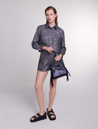 Maje Veste En Tweed - Argent - Taille 40 - Maje