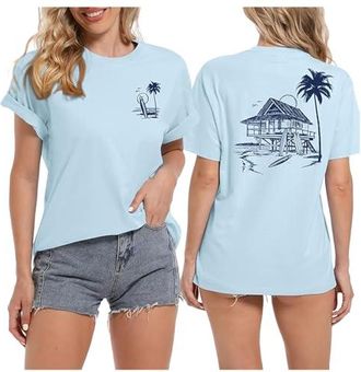 Generic T Shirt Femme Oversize Tr&egrave;s Large Teeshirt Coton Col Rond T-Shirt Manches Courtes Chic Imprim&eacute; D&eacute;contract&eacute; Grande Taille Haut Femme Ete