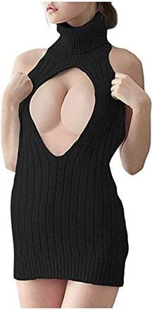Generic QWERO Chemise de nuit femme jupe poitrine dos passion ouvert robe provocative sweat sexy femme robe longue chemise de nuit à manches longues femme, No