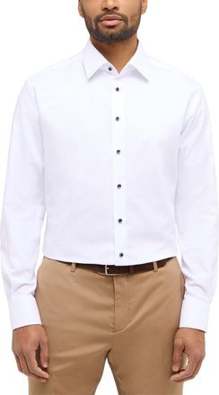 Eterna Male strukturiertes Langarmhemd MODERN FIT 43_H_1/1, 1/1, weiß