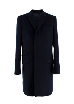 Dolce & Gabbana Navy Single Breasted Wool Coat Size S