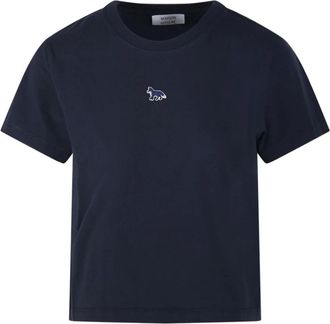 Maison Kitsun&eacute; Femme, Tops, Bleu, Taille: 40 FR Baby Fox Baby Tee-Shirt