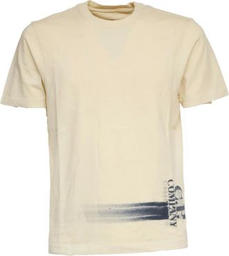 C.P. Company C.p. Company, Homme, Tops, Beige, Taille: XL Logo-print Cotton T-shirt
