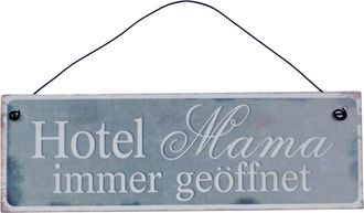 Nowi Kleines Schild aus Metall zum Hängen ~ Hotel Mama Immer geöffnet ~ 20 x 6,5 cm