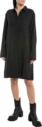 Replay Damen Hemdkleid aus Satin, Black 098 (Schwarz), XXS