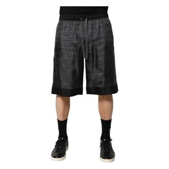 Dolce & Gabbana Luxuri&ouml;se Seiden DG Logo Bermuda Shorts - - Shorts - Herren - Schwarzk - M