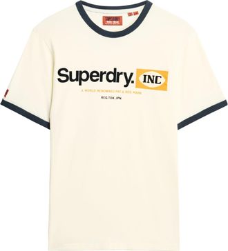 Superdry Herren Core Ringer Workwear T-Shirt mit Grafik und Logo Vintage Creme XXL