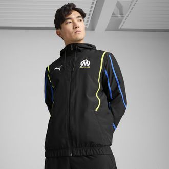 Puma Veste tiss&eacute;e Olympique de Marseille FASTER Homme, V&ecirc;tements, Noir, XS